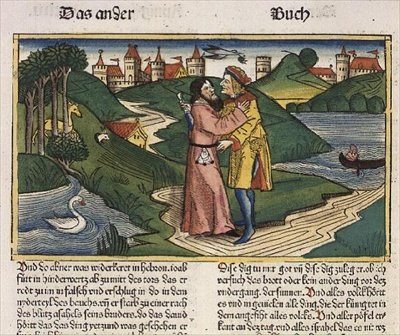 Joab Murders Abner, from the 'Nuremberg Bible (Biblia Sacra Germanaica)'
