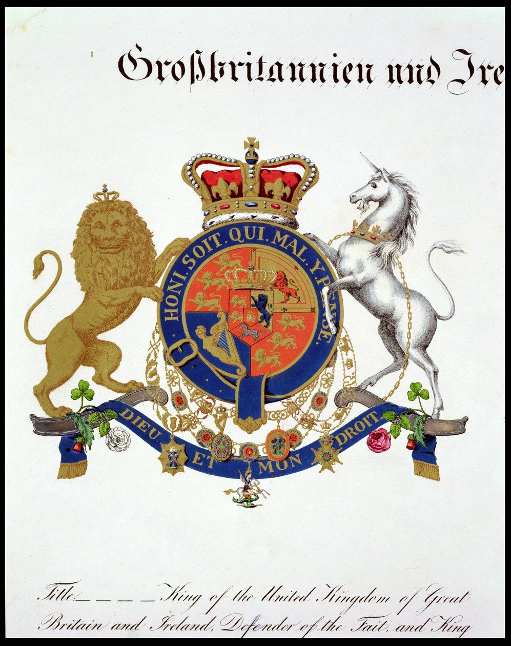 Crest of the King of the United Kingdom of Great Britain and Ireland ...