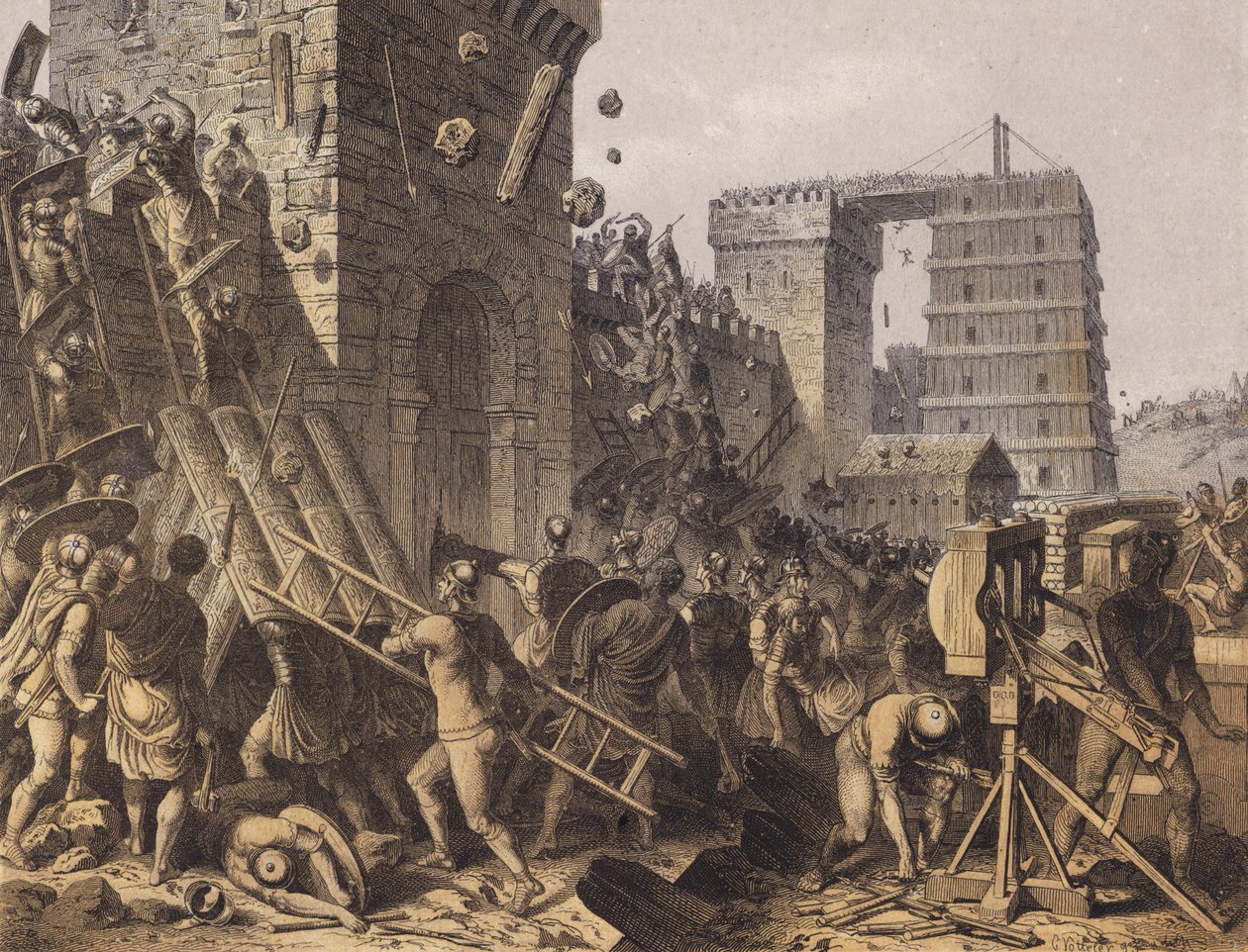 Roman Soldiers Storming a Fortress by German School
