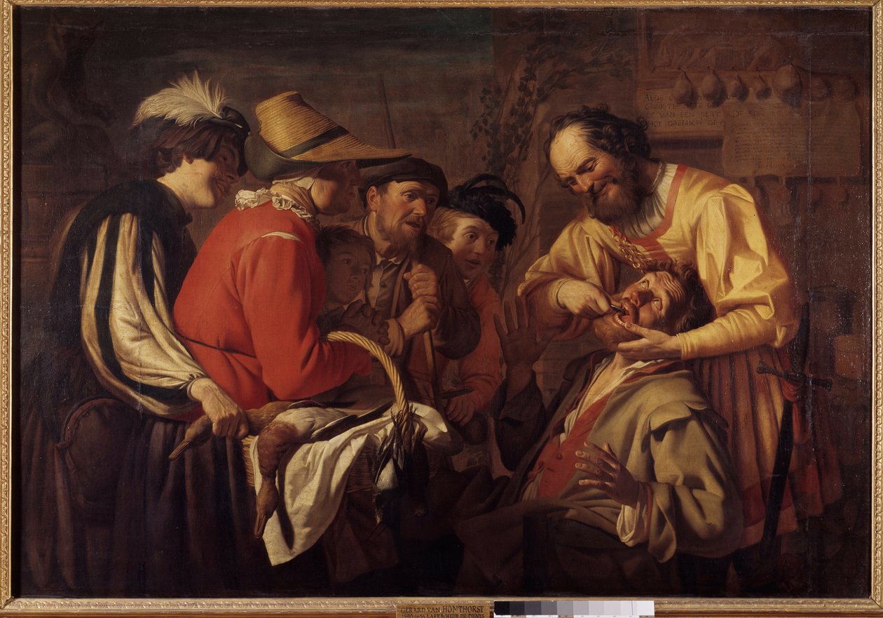The Tooth Puller by Gerrit van Honthorst: Fine art print