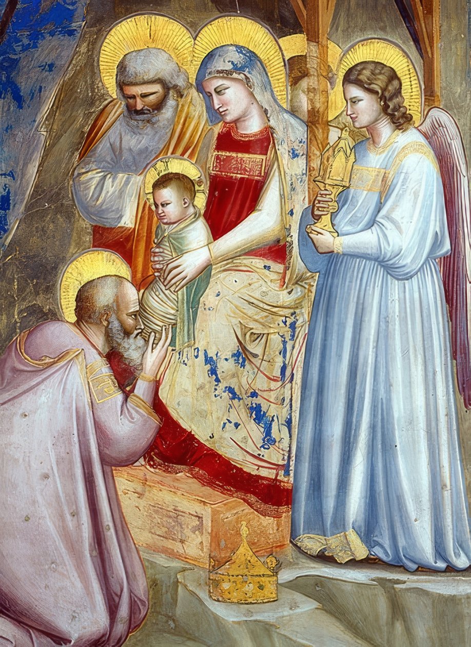 The Adoration of the Magi (detail). 1305