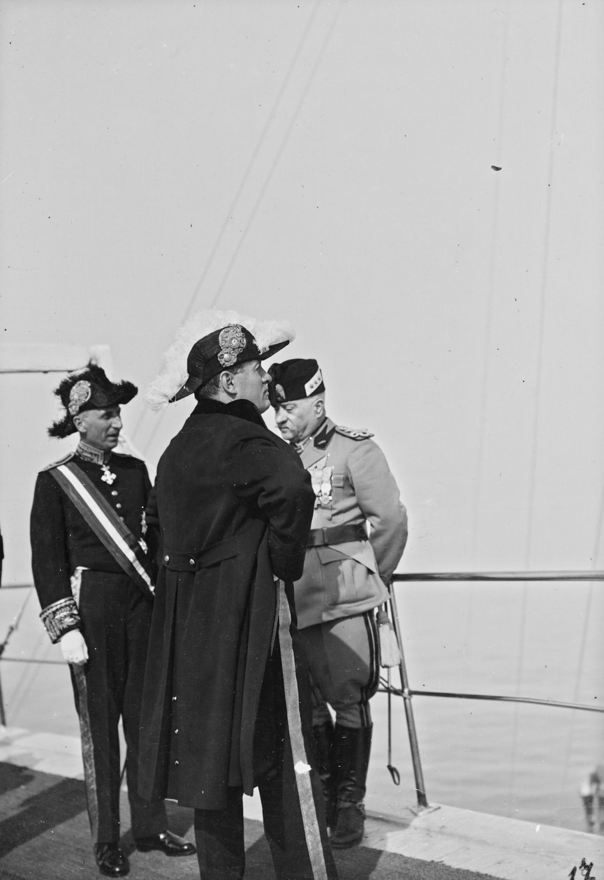 Album 'Duce': Benito Mussolini in uniform on board a vessel accompanied ...
