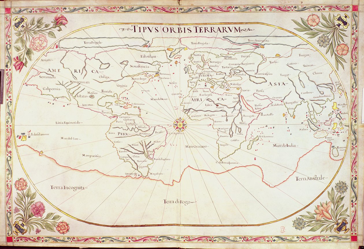 World map by Giovanni Battista Cavallini: Fine art print