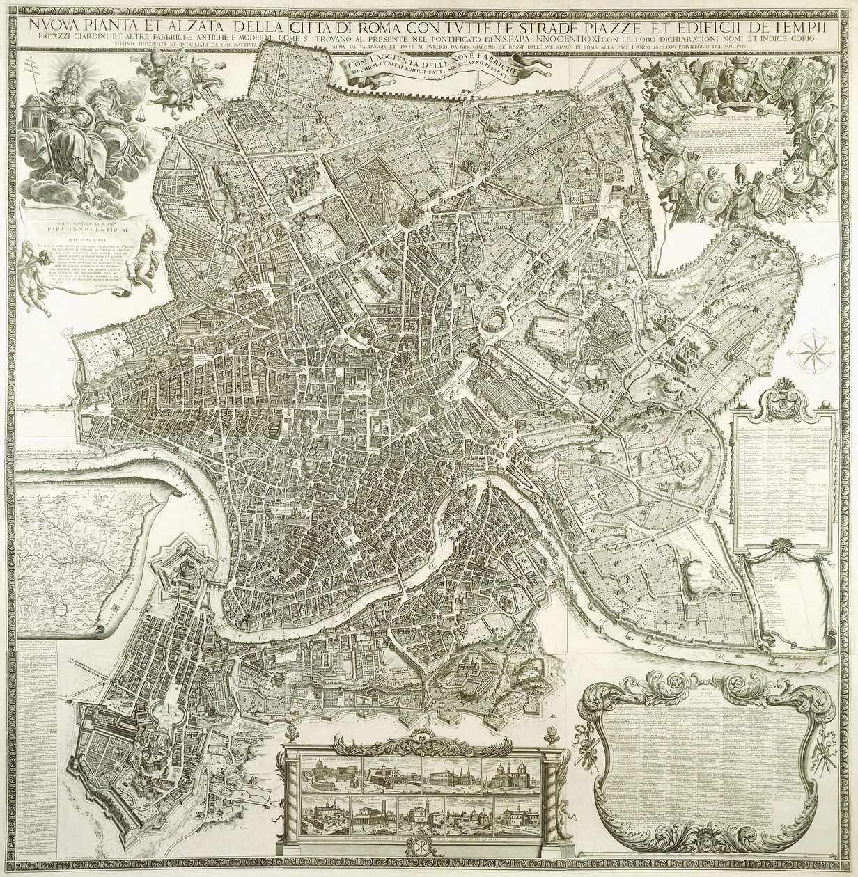 Town Plan of Rome by Giovanni Battista Falda: Fine art print