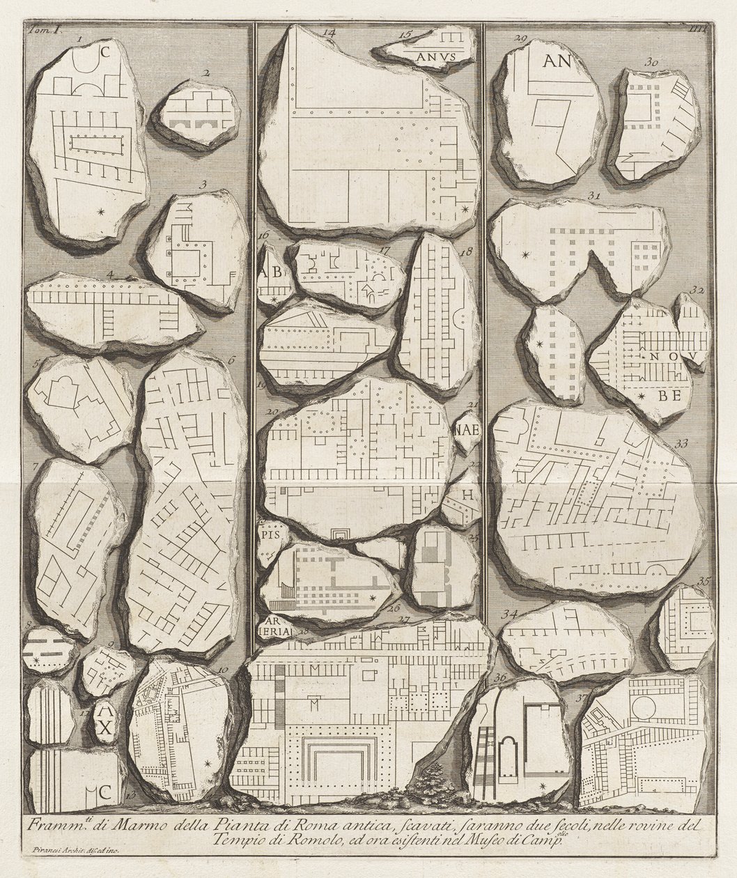 Fragments of Marble from the Map of Ancient Rome