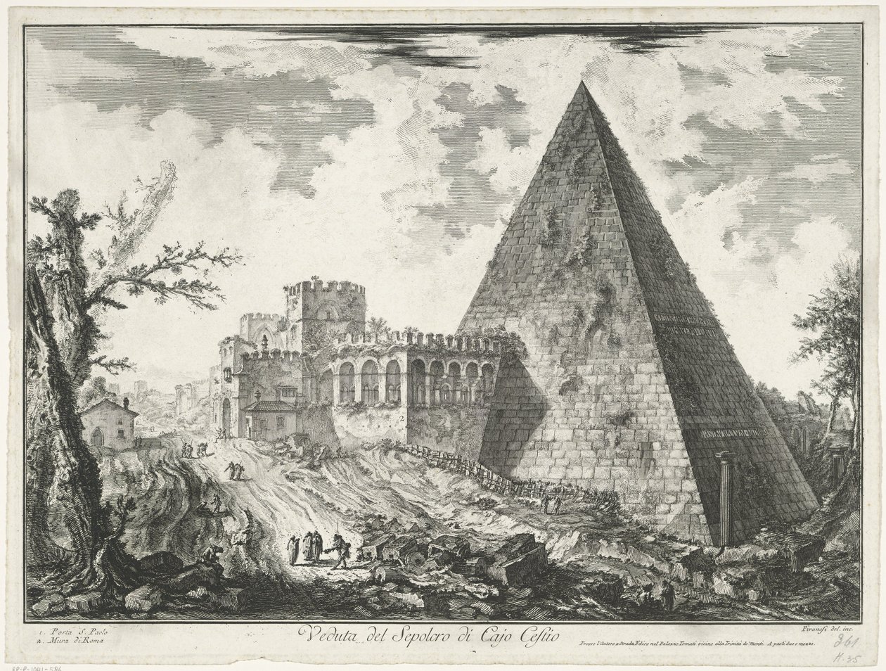 Pyramid of Cestius in Rome by Giovanni-Battista Piranesi