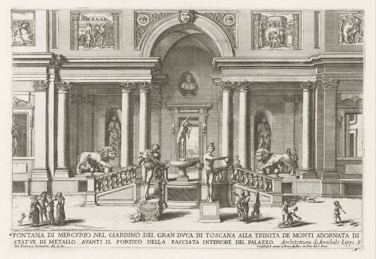 Loggia and Garden of the Villa Medici in Rome