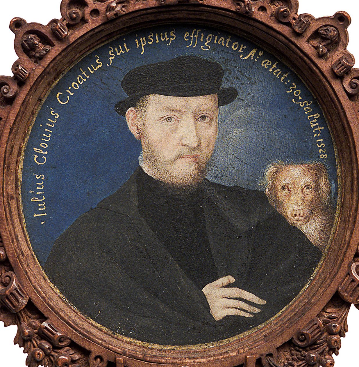 Self-Portrait with Dog by Giulio Clovio: Fine art print