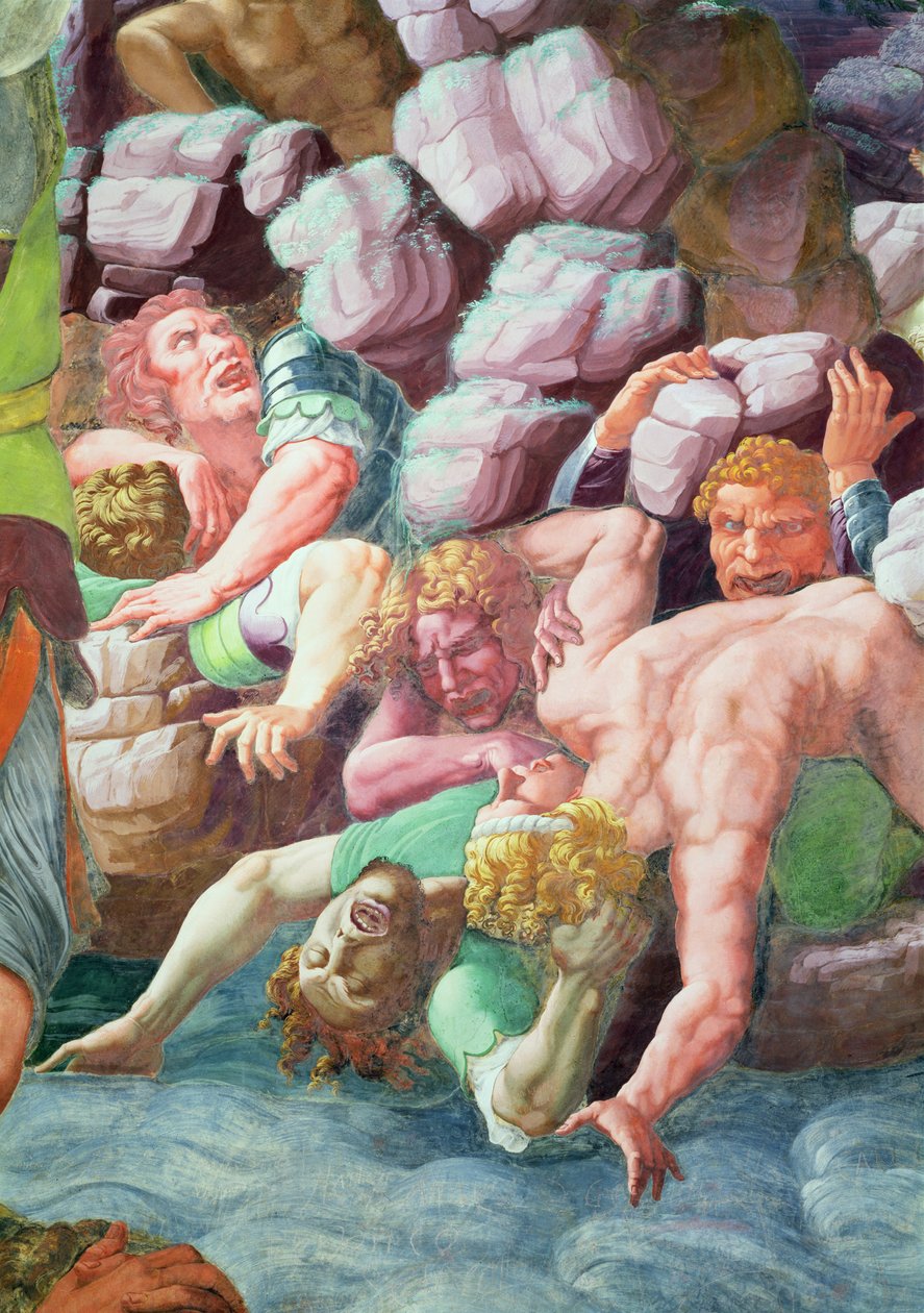 Sala dei Giganti, destruction of the giants by Jupiter's thunderbolts ...