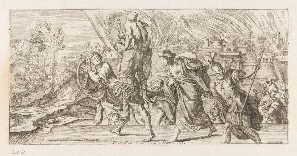 Aeneas Flees with His Family from Troy