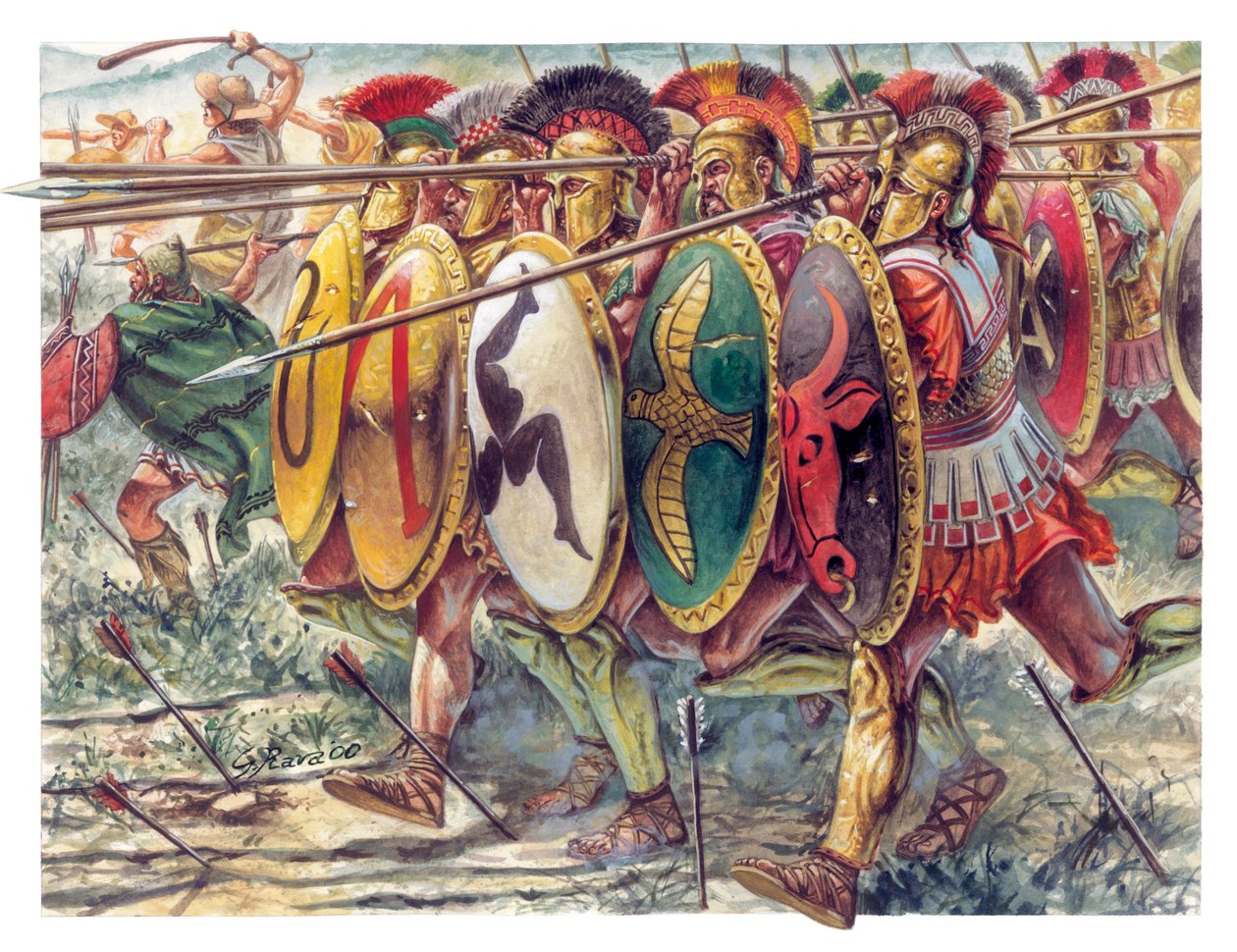 Ancient Greece: hoplites (Illustration) by Giuseppe Rava