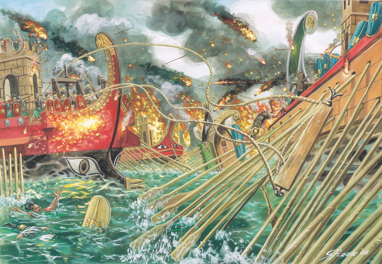 Ancient Rome: the battle of Actium fought between the forces of ...