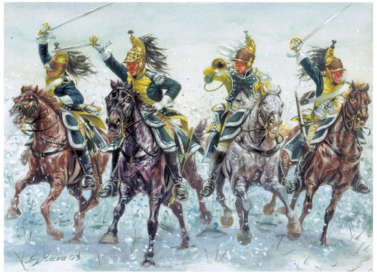 Napoleonic Wars: English Dragoons Charging by Giuseppe Rava