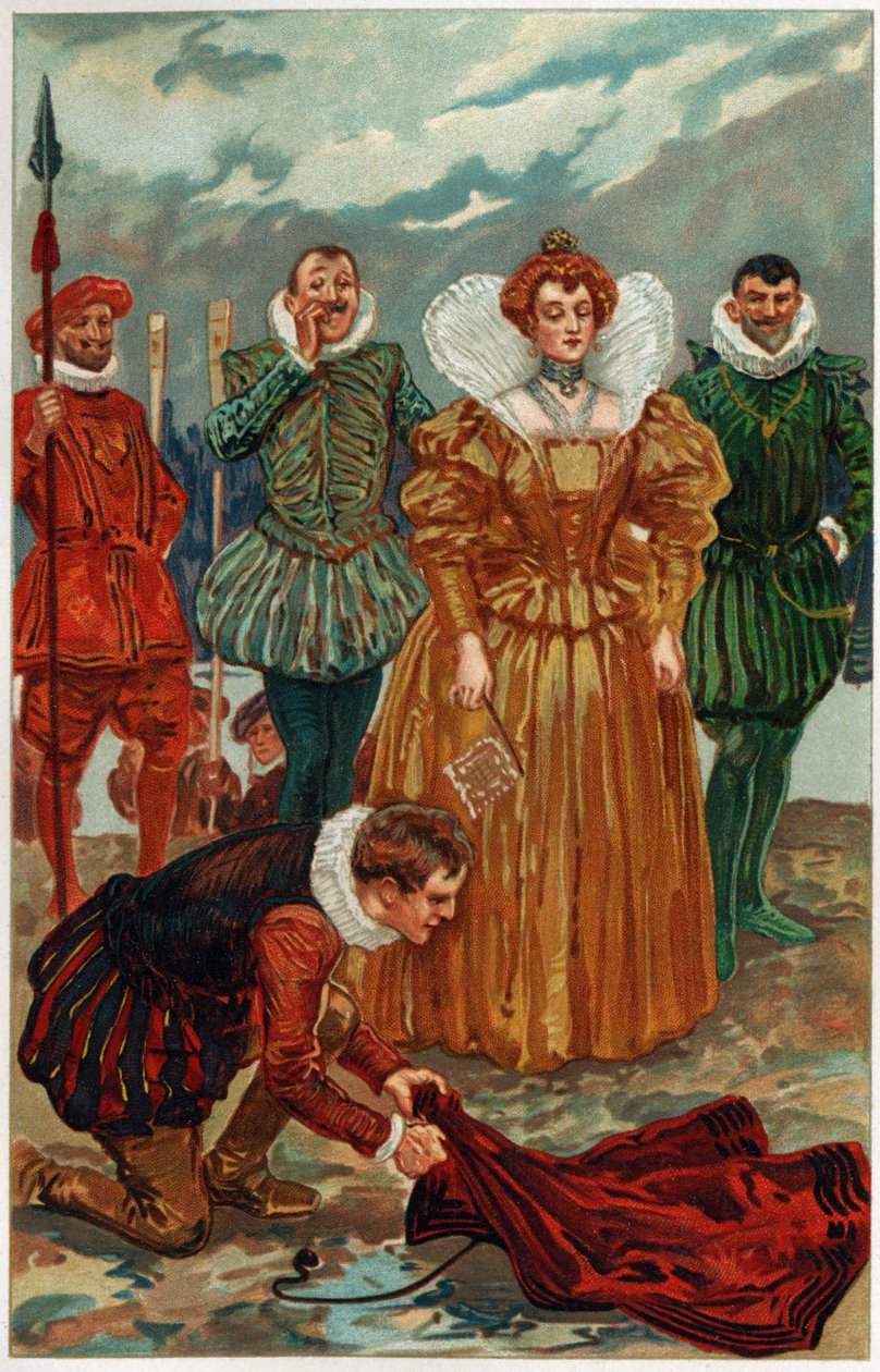 'Raleigh Unclasped the Rich Cloak from His Shoulders and Laid It Over ...