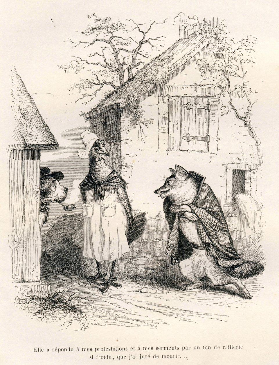 Conversation Between a Dog, a Hen and a Fox. Illustrated Vignettes by ...