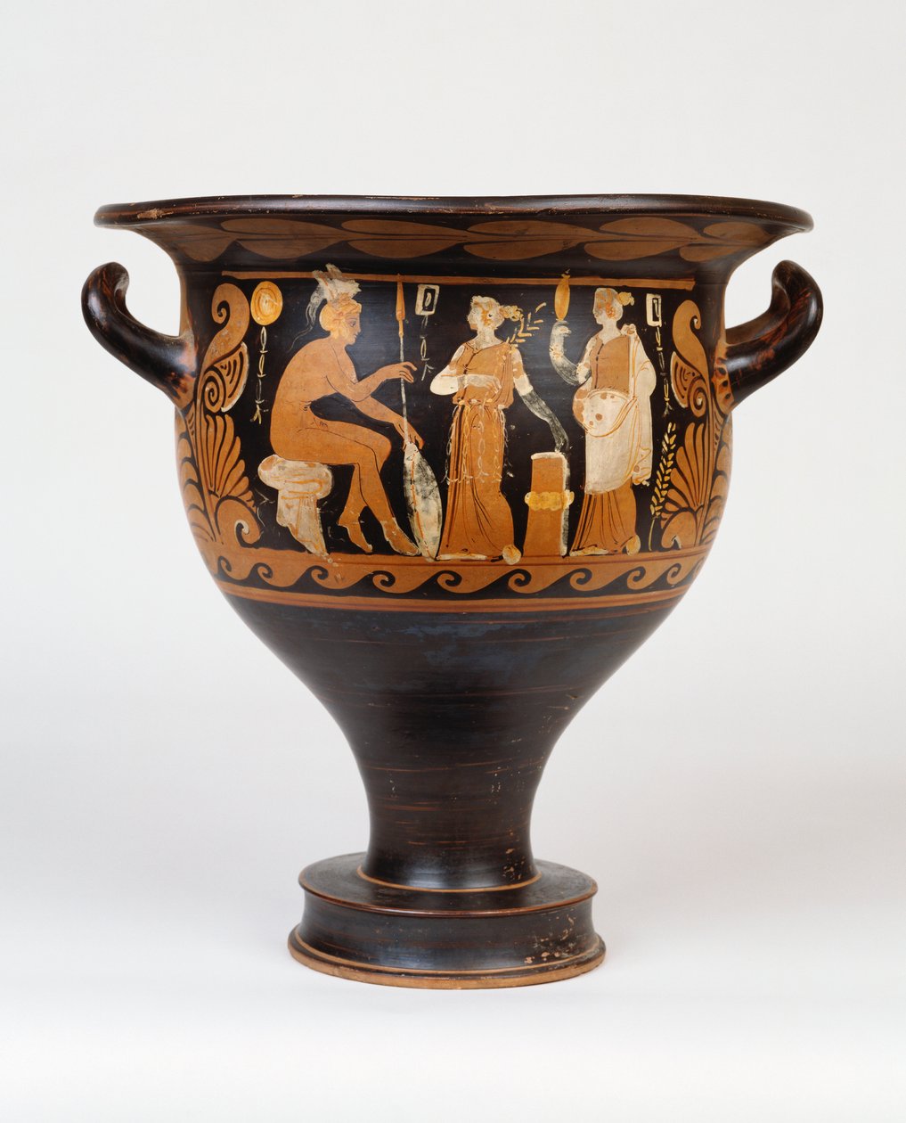 A Campanian Bell-Krater by the Ca Painter Depicting a Seated Warrior ...