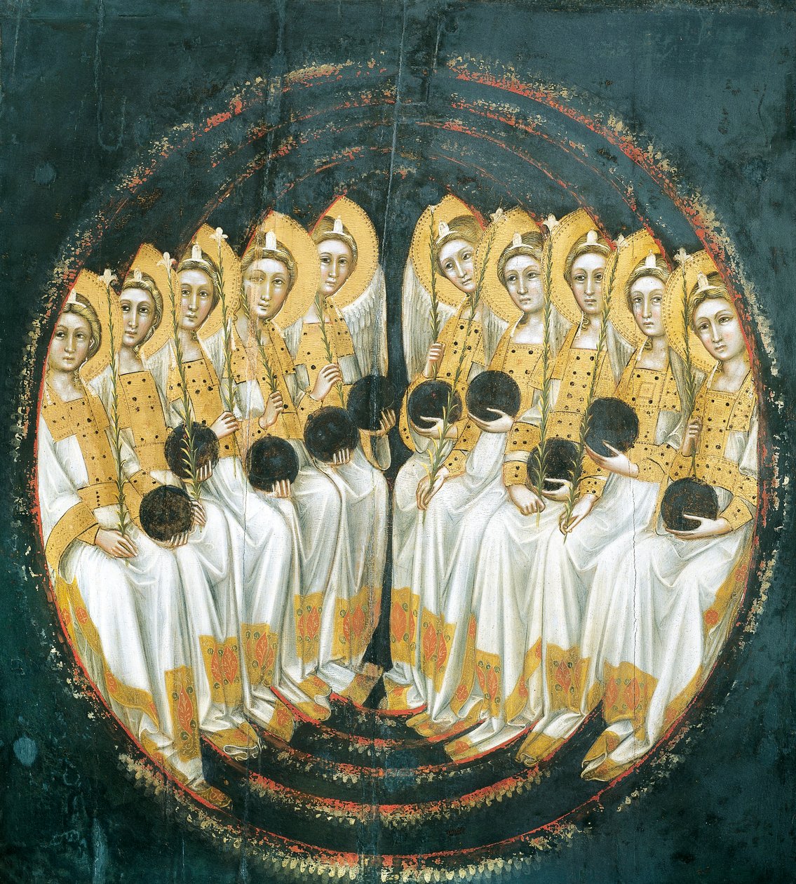 Seated Angels with Orbs in Their Hands by Guariento di Arpo