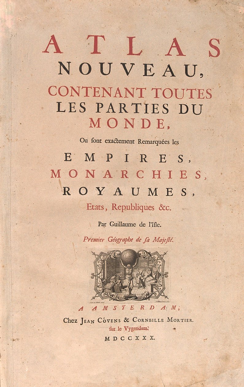 Atlas carrying the world, in a geography map shop