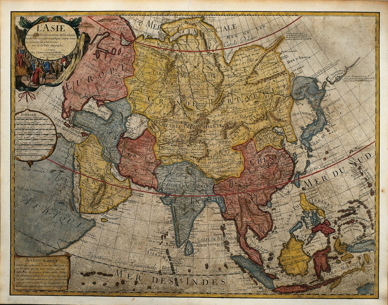 Map of Asia, engraving by Guillaume Delisle