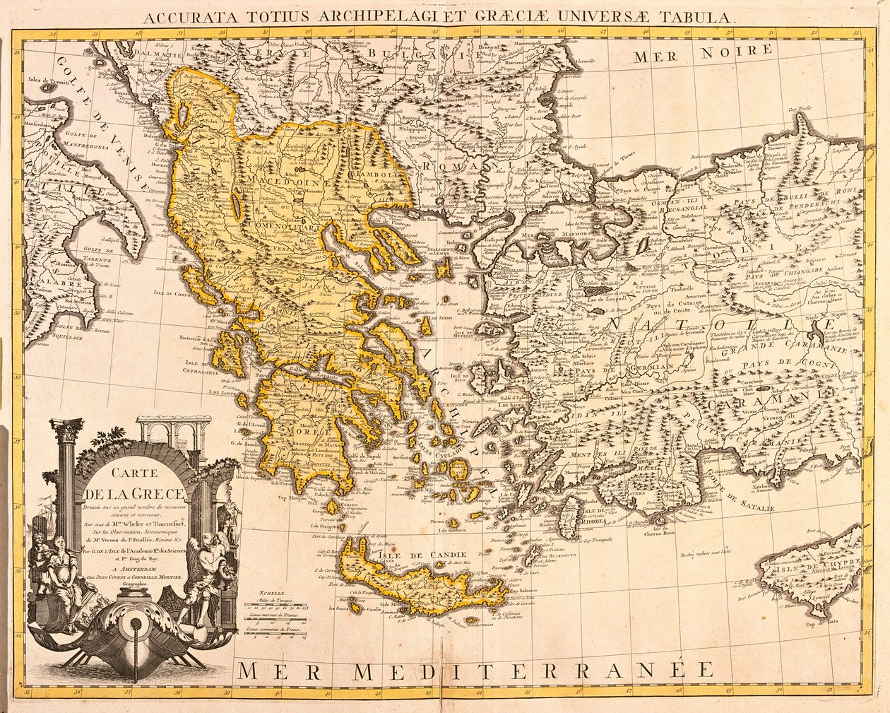 Map of Greece(etching by Guillaume Delisle: Fine art print
