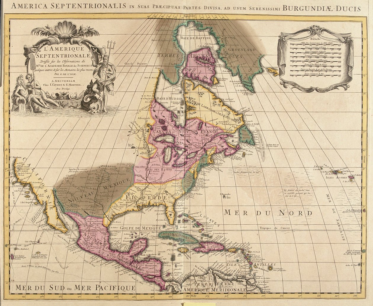 Map of North America by Guillaume Delisle: Fine art print