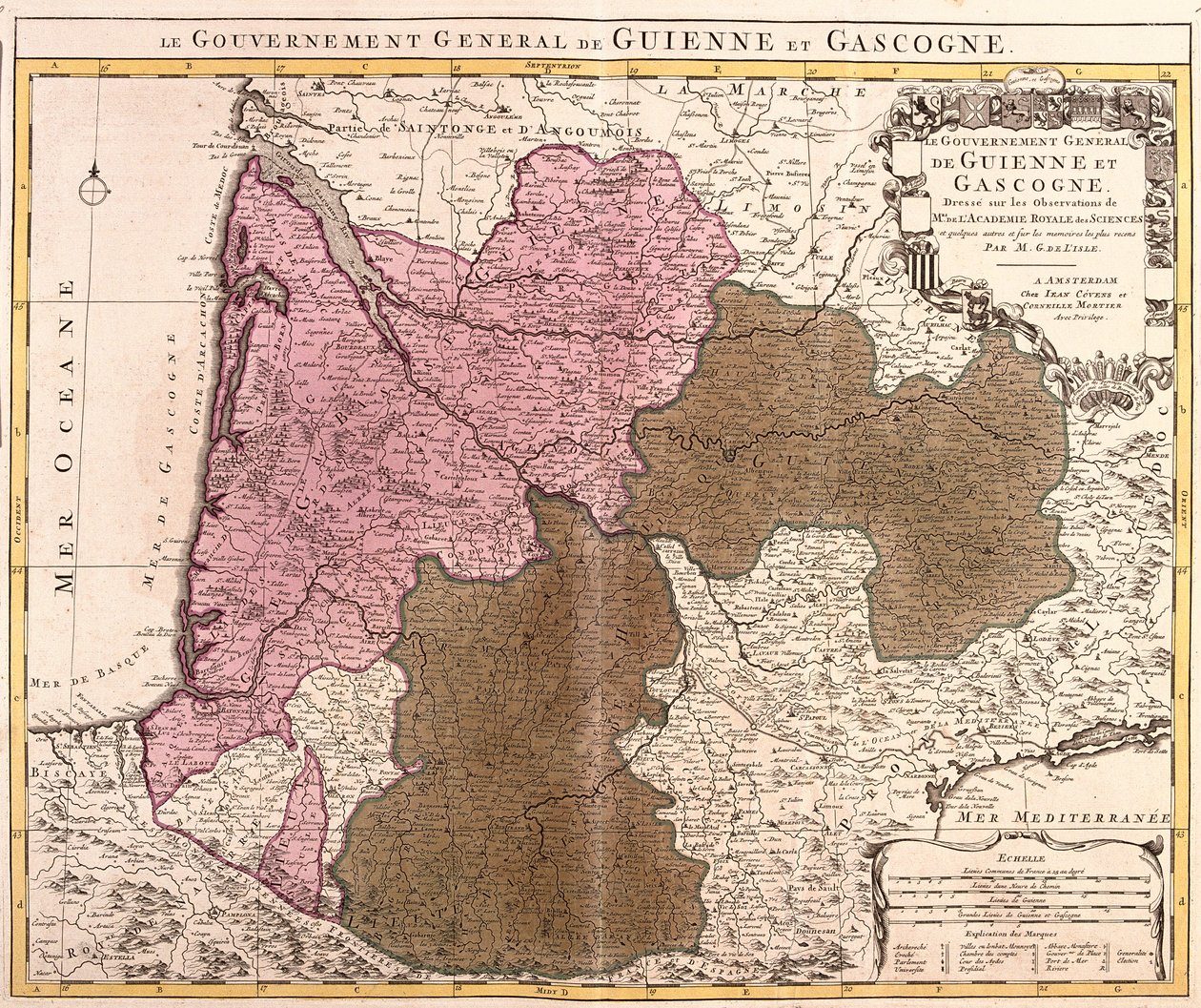 Map of the Government of Guyenne and Gascogne (France)