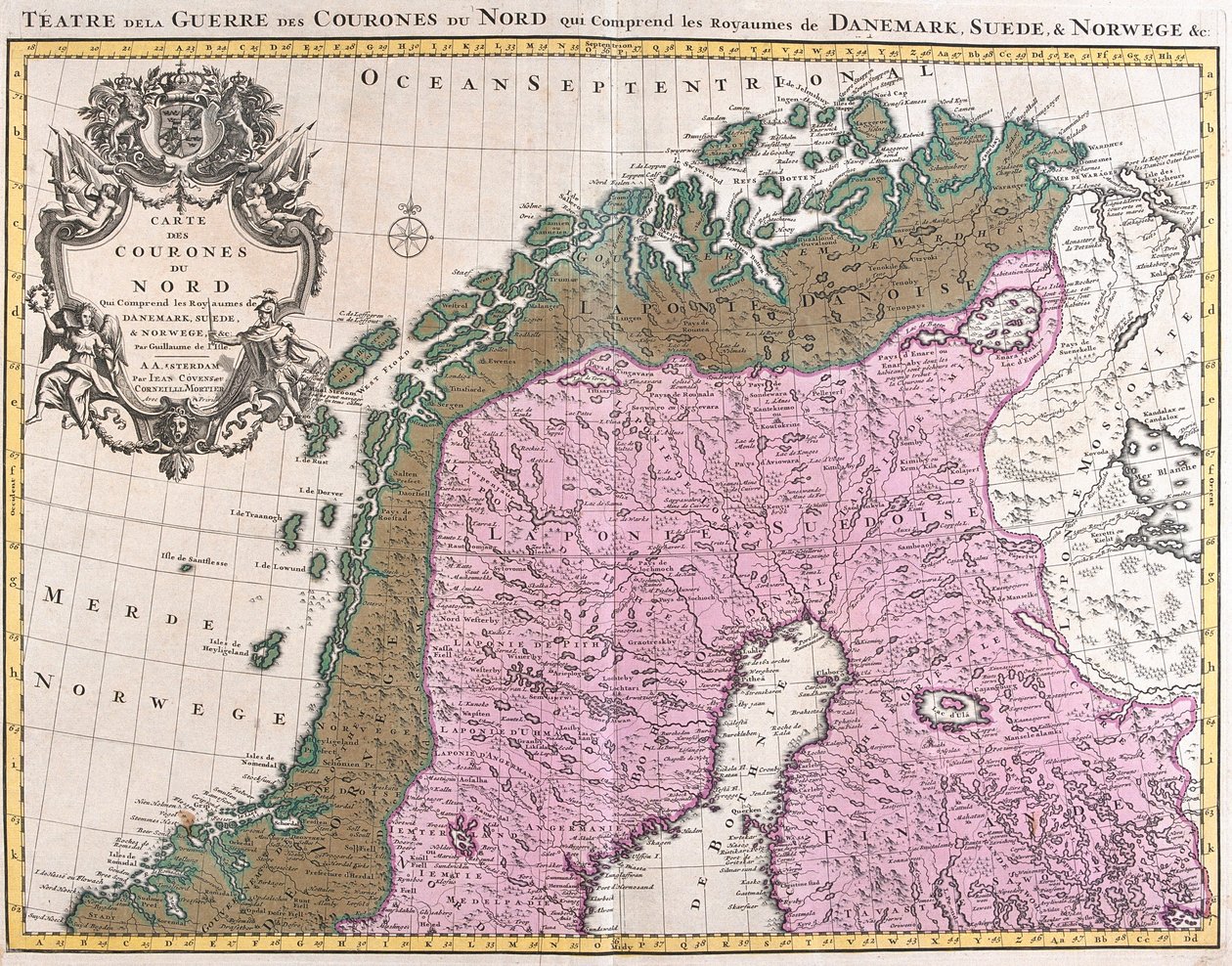 Map of the Nordic countries, kingdoms of Denmark, Sweden and Norway