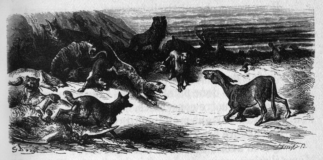 Animals sick of the Plague. Fables by Jean de La Fontaine. Illustration ...