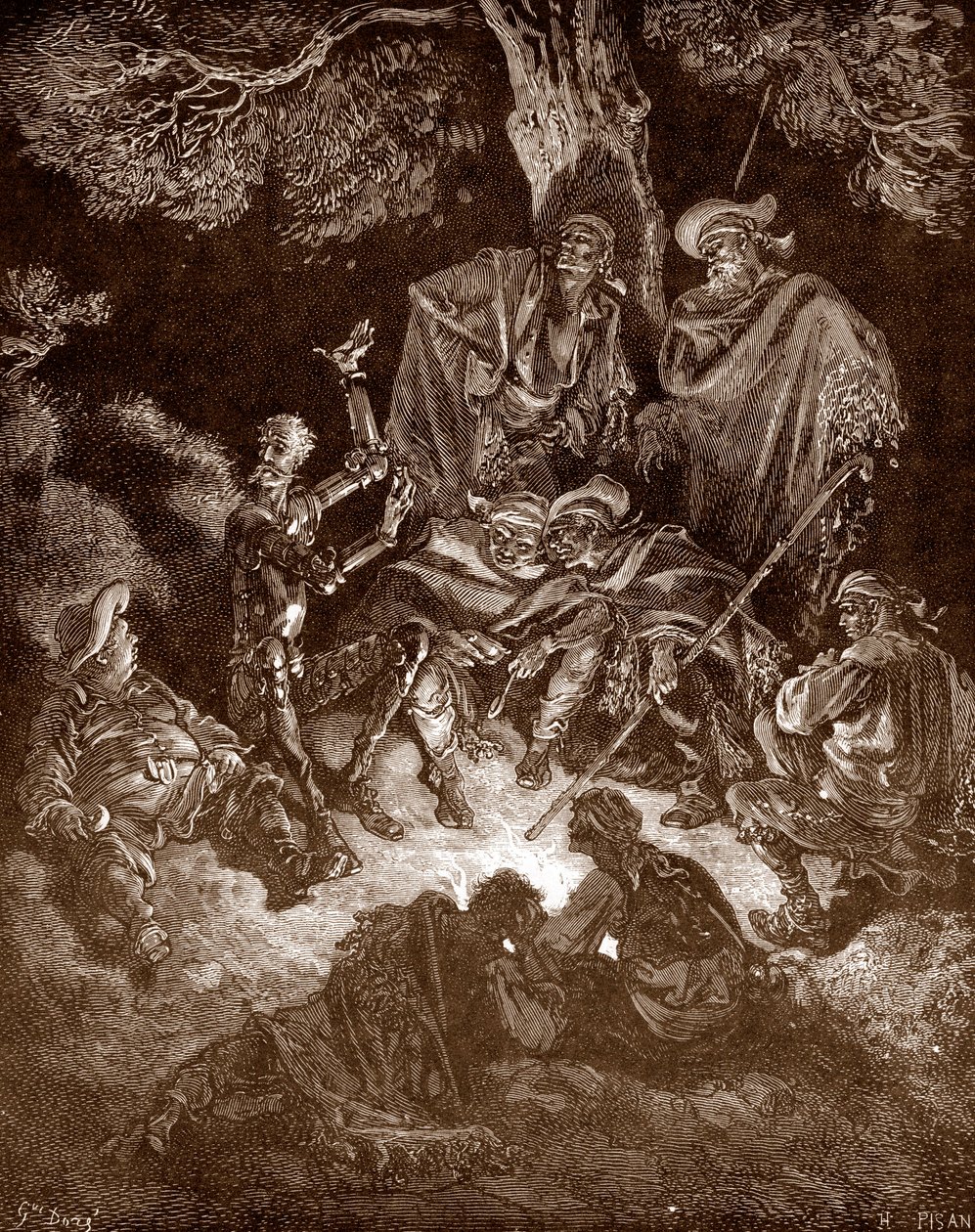 Don Quixote and Sancho Panza with the Goatherds, Engraving by Gustave ...