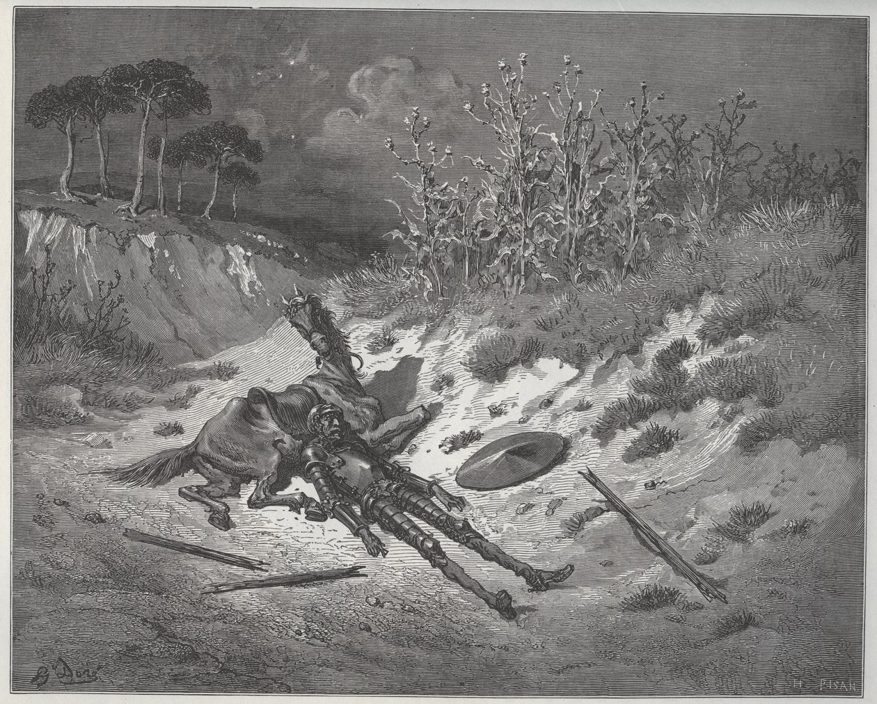 Don Quixote wounds implore mercy and help of the characters of his ...