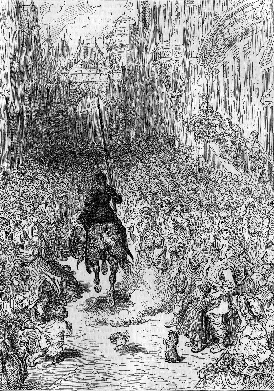 Drawing by Gustave Dore for the poem 'Furious Roland' (Orlando furioso ...