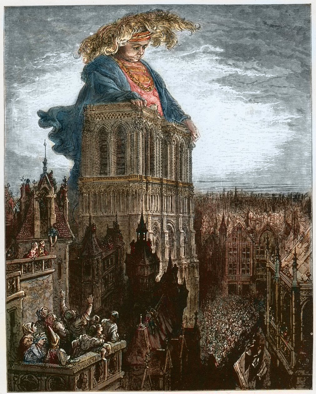 Gargantua on the towers of Notre-Dame at Paris - illustration from ...