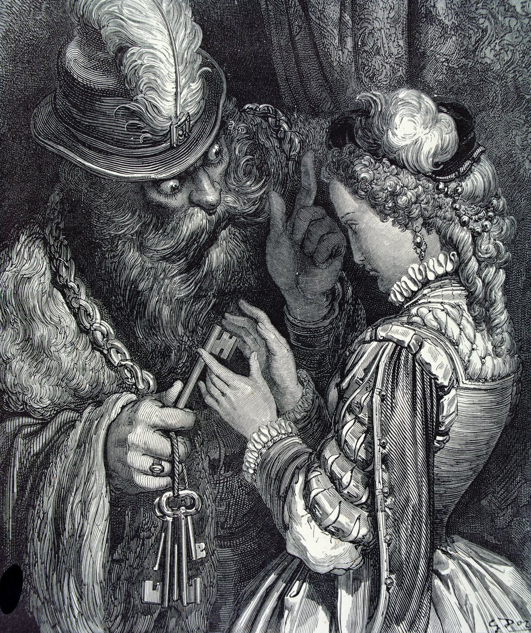 Illustration for 'Bluebeard' by Charles Perrault, 1893