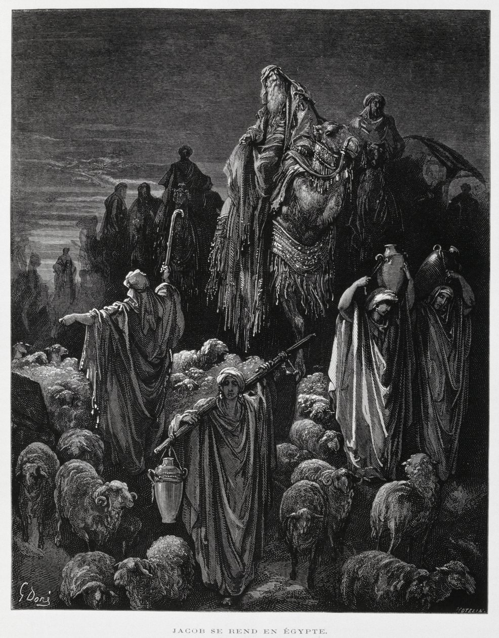 Jacob and his sons arrive in Egypt, Illustration from the Dore Bible
