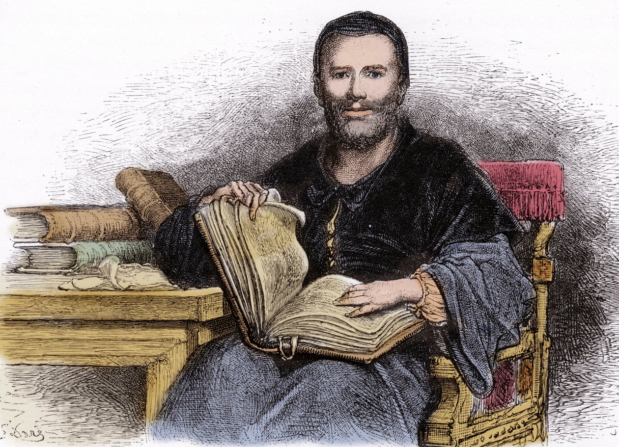 Portrait of Rabelais - illustration from 'Gargantua and Pantagruel', by ...