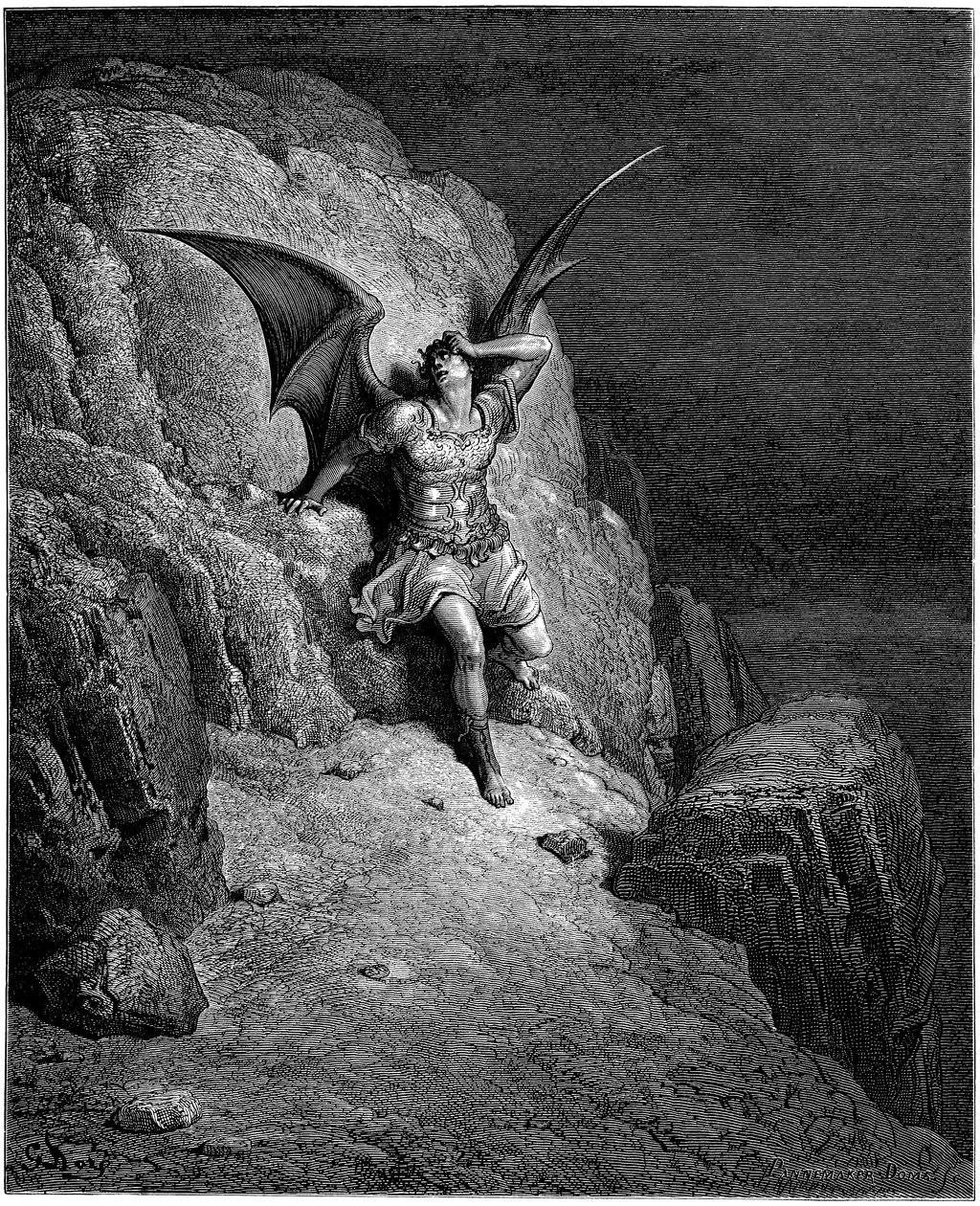 The Fall of the Angel Lucifer. Illustration by Gustave Dore for ...