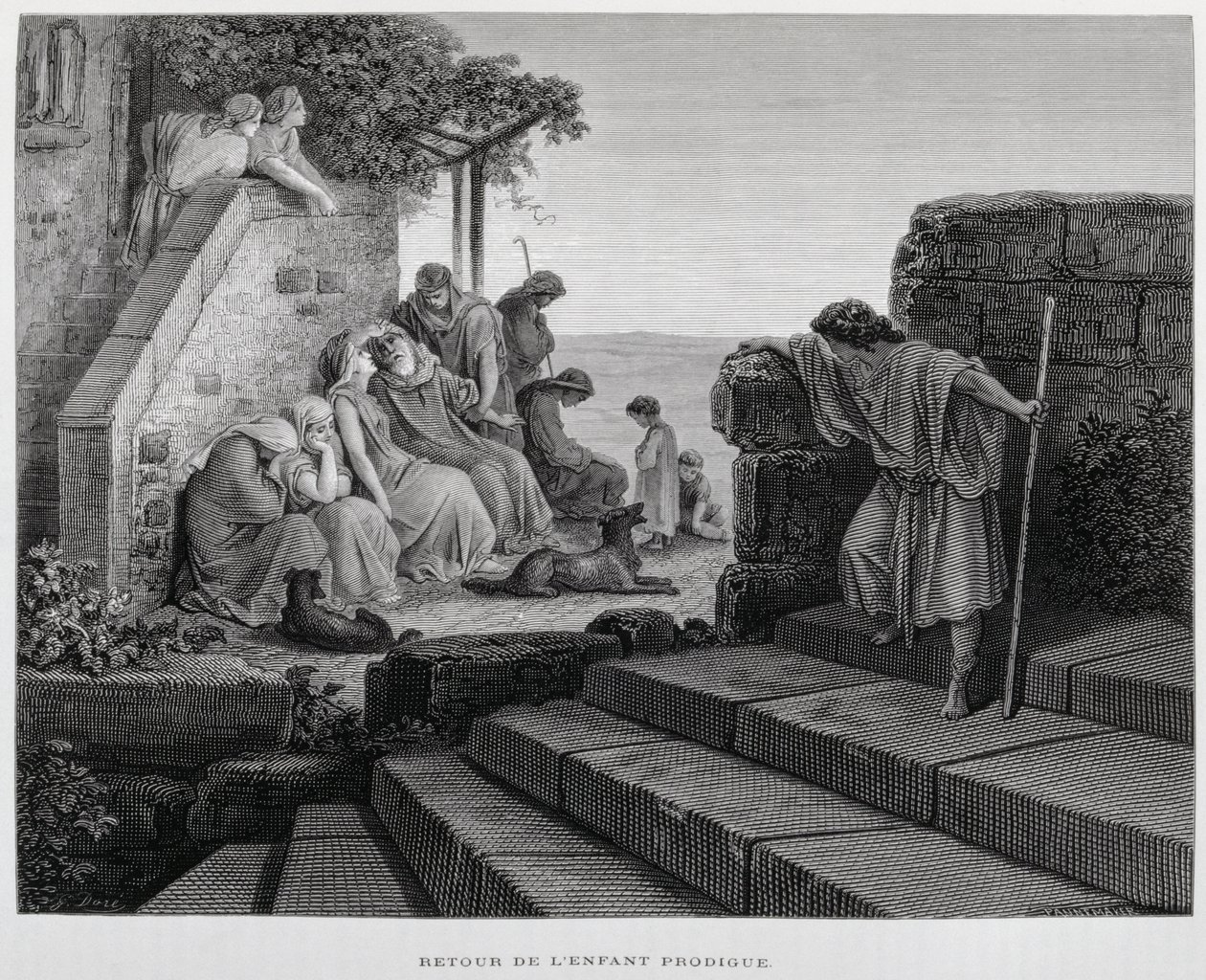 The return of the prodigal son, Illustration from the Dore Bible