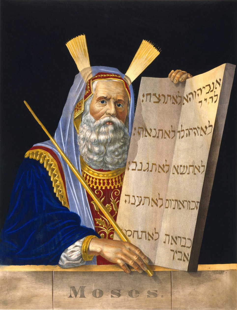 Moses Holding the Table of the Law - Illustration by H. Schile