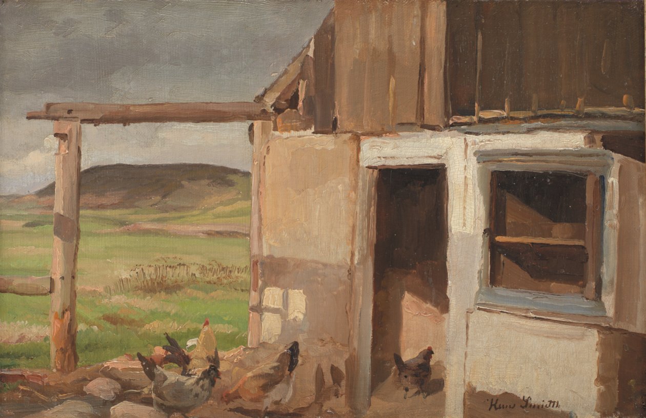 House with Chicken Yard by Hans Smidth: Buy fine art print