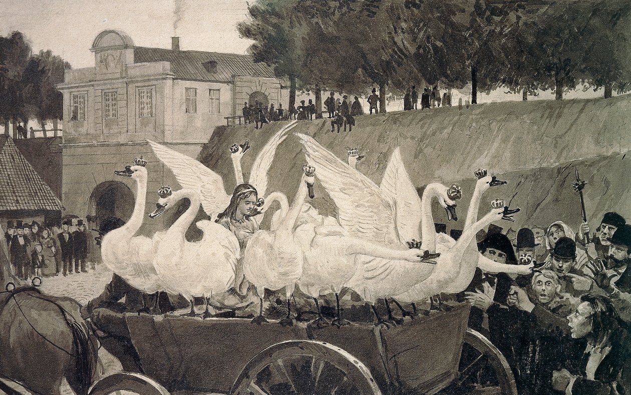Wild Swans, illustration by Hans Tegner for fairy tale by Hans ...