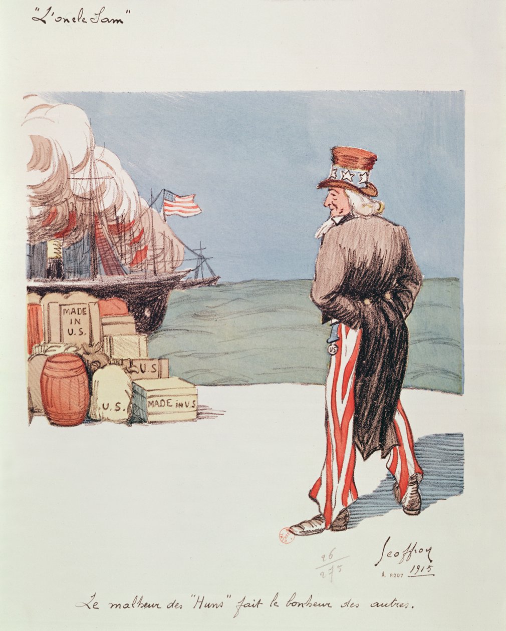 Caricature of Uncle Sam at the Time of the 1st World War