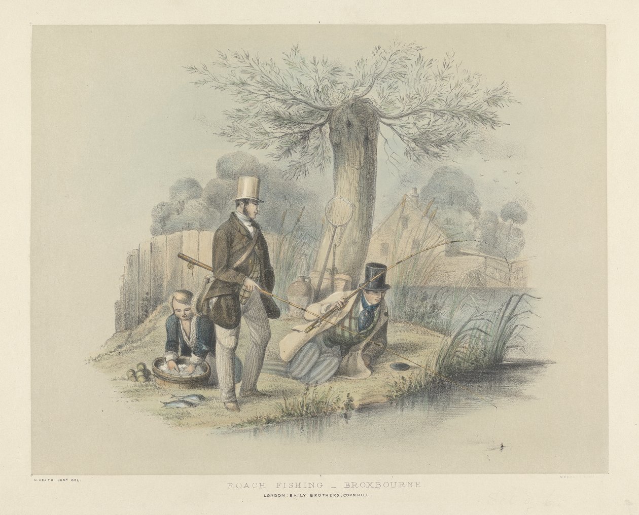 Roach Fishing, Broxbourne, from a Set of Six Images of Angling