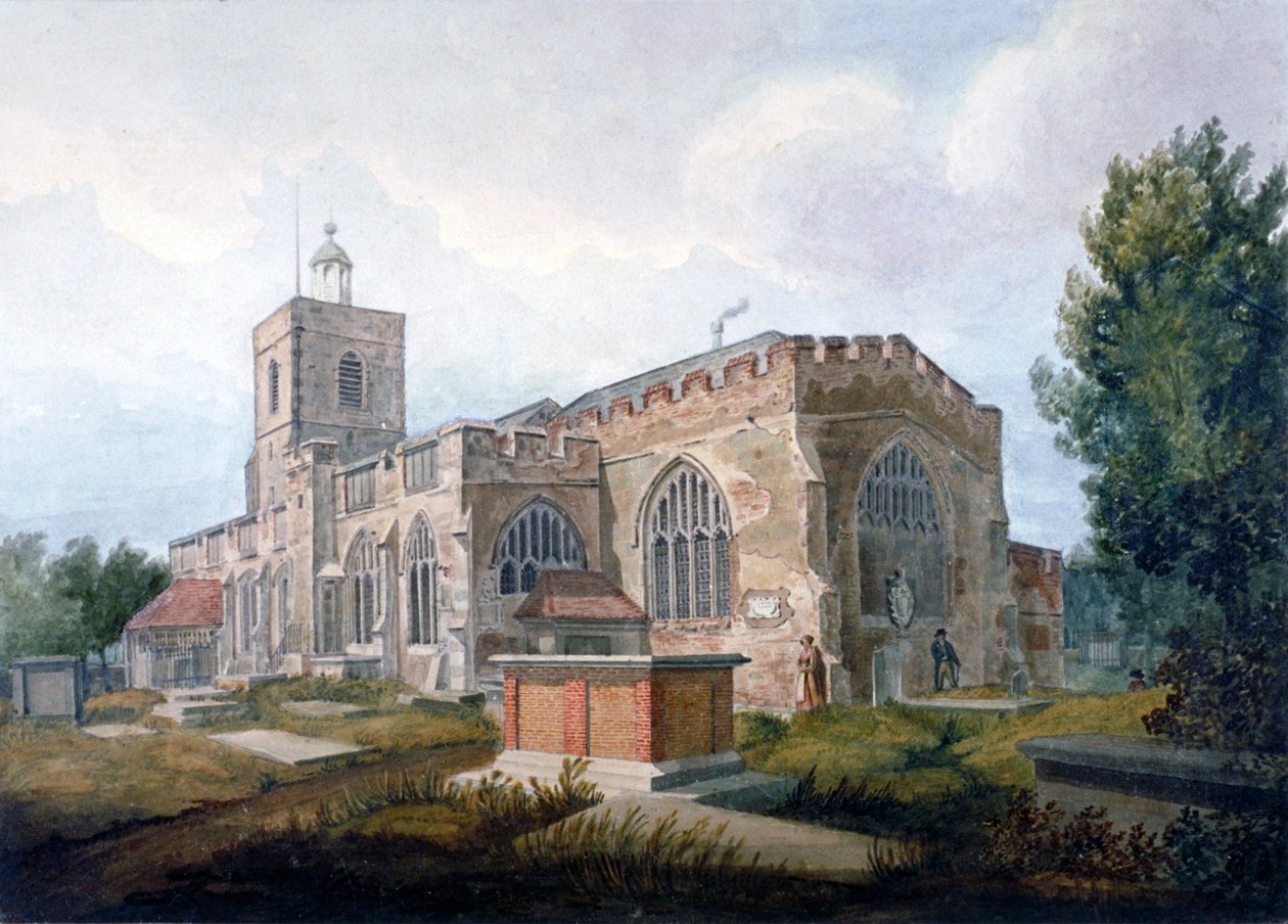 South-east view of the Church of St Dunstan, Stepney, London