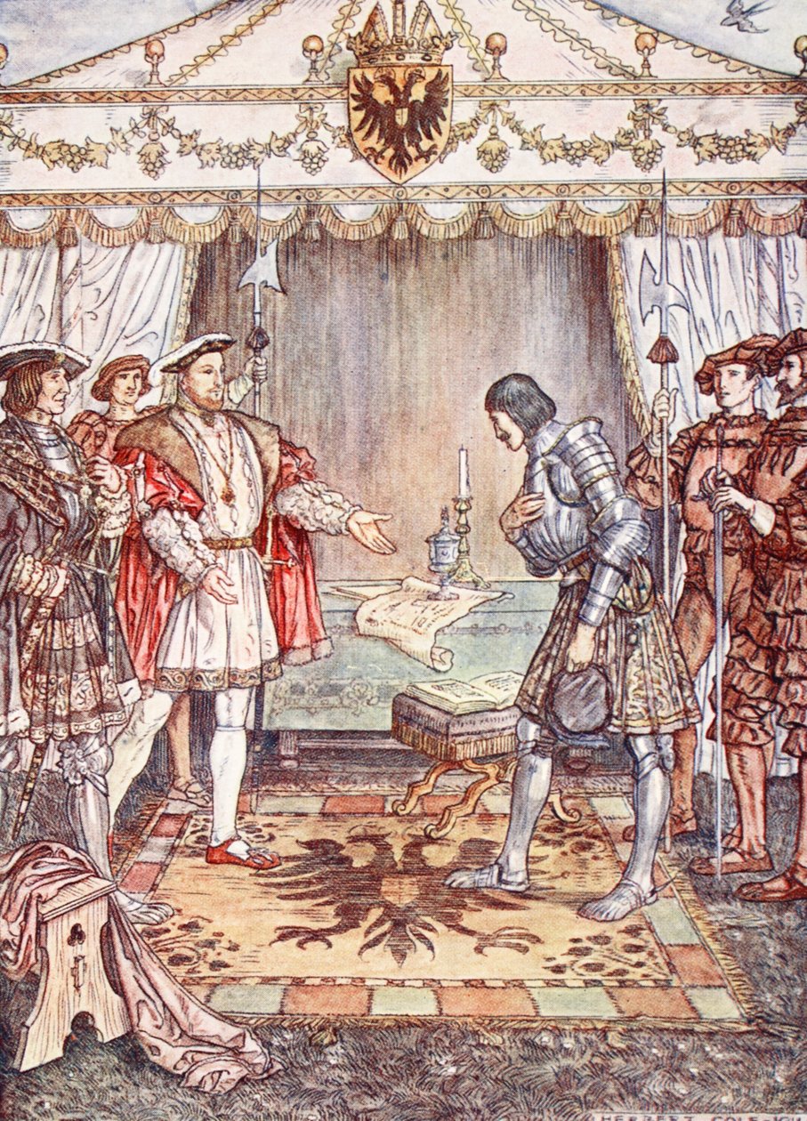 Bayard presented to Henry VIII, illustration from 'Bayard: The Good ...