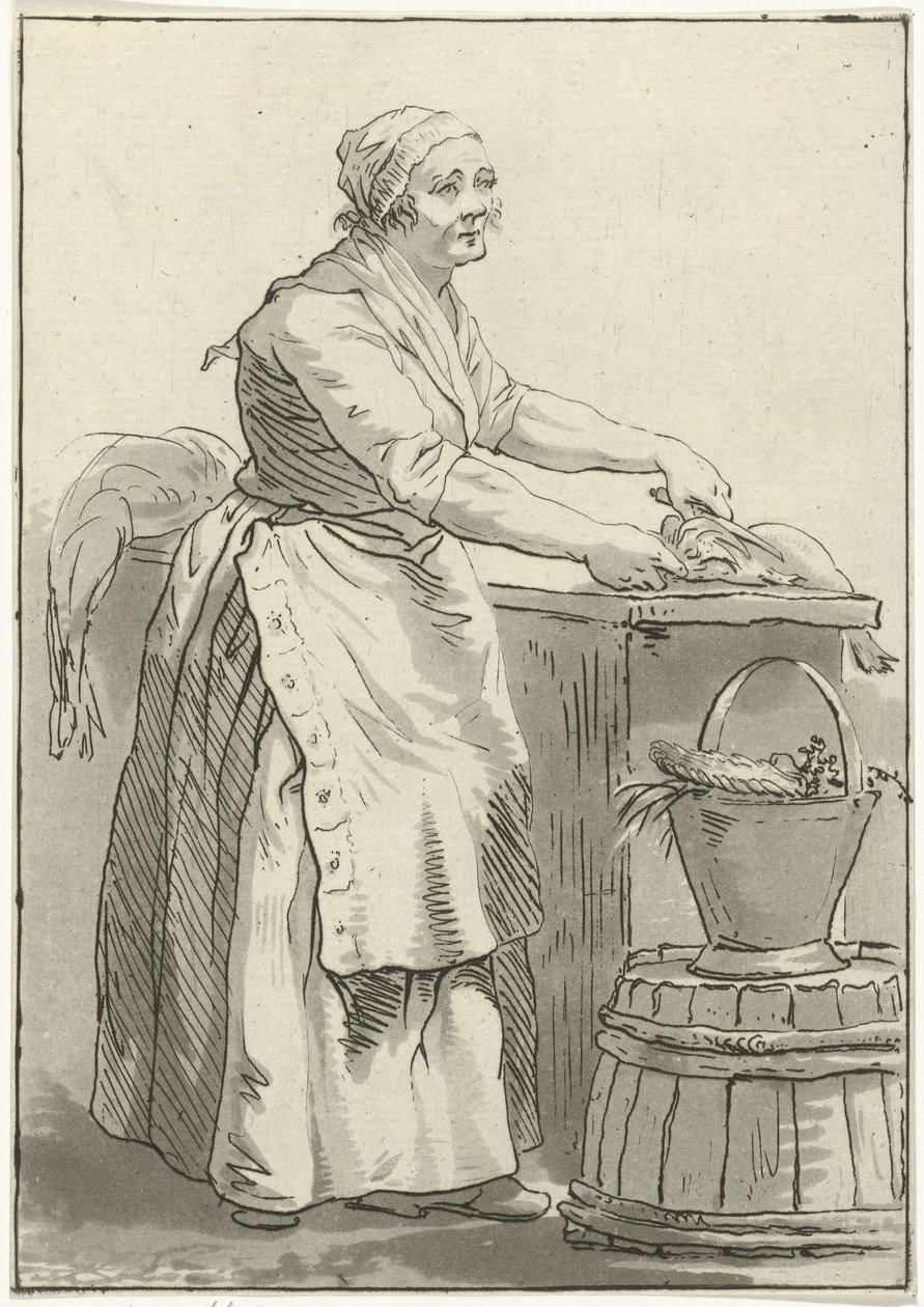Woman Cleaning Fish by Hermanus Fock: Buy fine art print