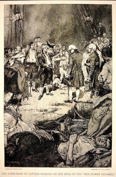 The Surrender of Captain Pearson to John Paul Jones on the Deck of the ...