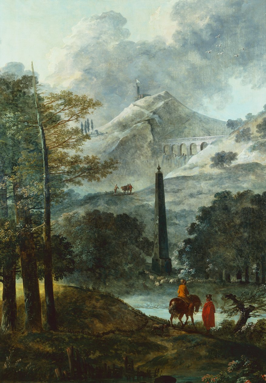 Mountainous Landscape with an Obelisk by Hubert Robert