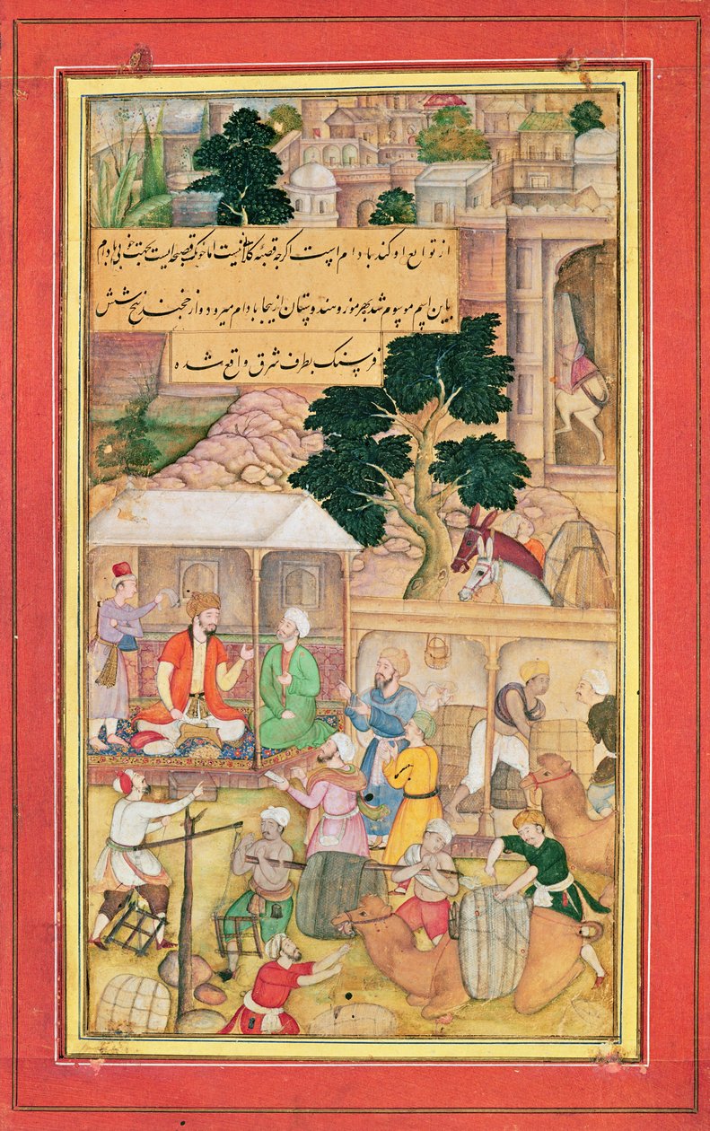 Emperor Babur in conversation with an old man, 15th-17th century