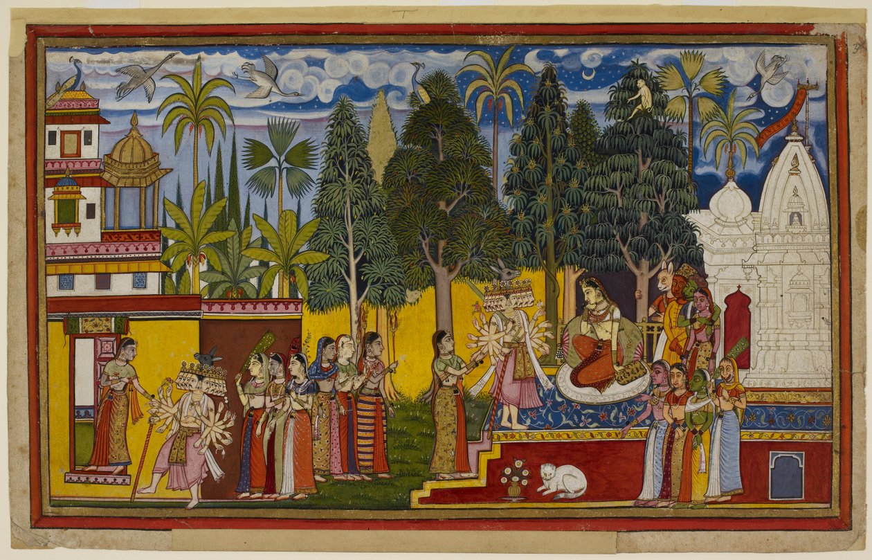 From a Shingshapa tree, Hanuman observes Sita surrounded by female ...