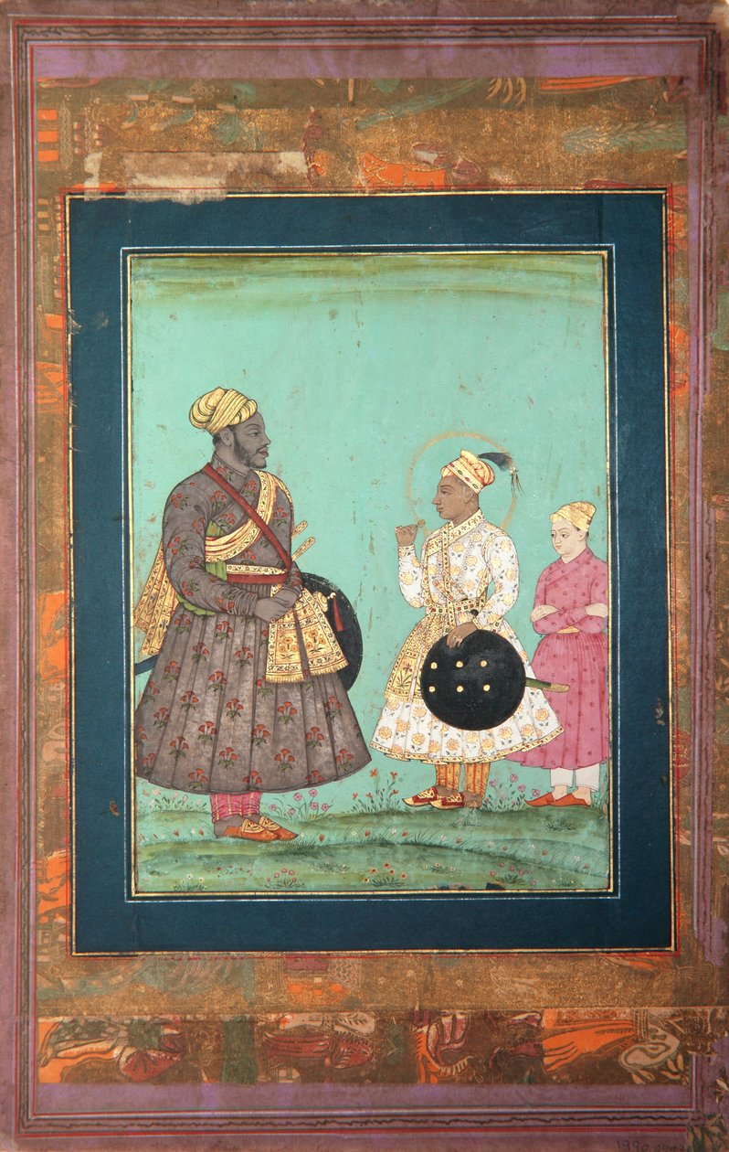 Murtaza Nizam Shah with a Black Vizier, possibly Malik Ambar, and a ...